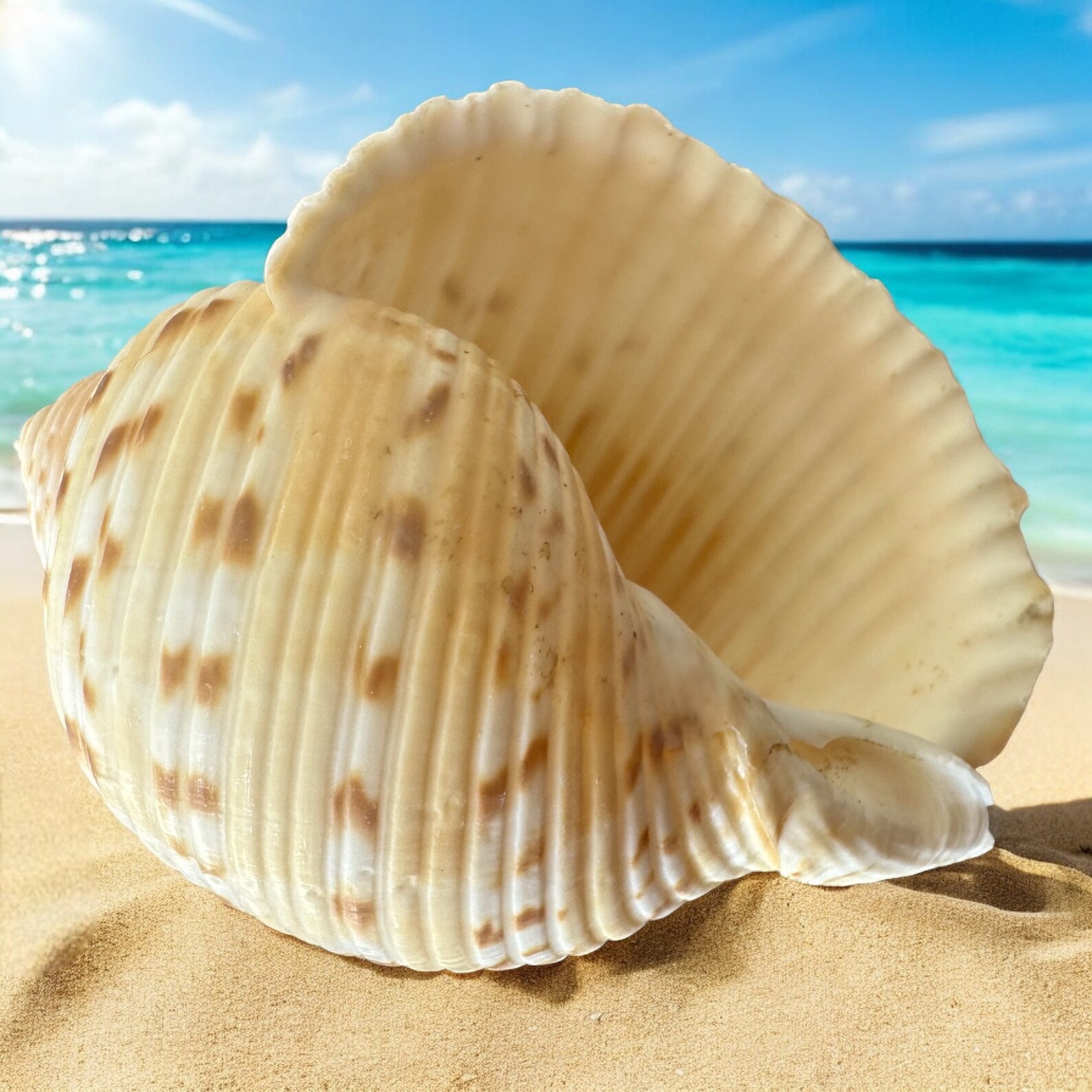 RARE LARGE CONCH Seashell Orange Brown Pattern Big Ocean Sea Shell ...