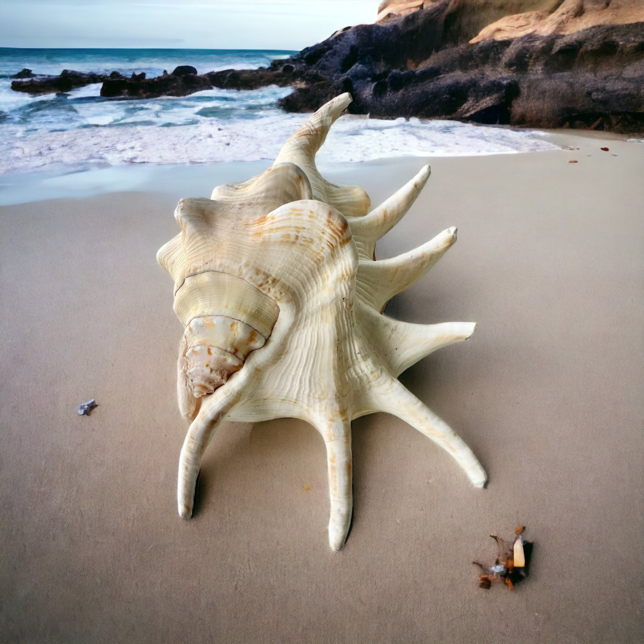 FLORIDA RARE LARGE Spiky Conch Seashell White Real Ocean - Etsy