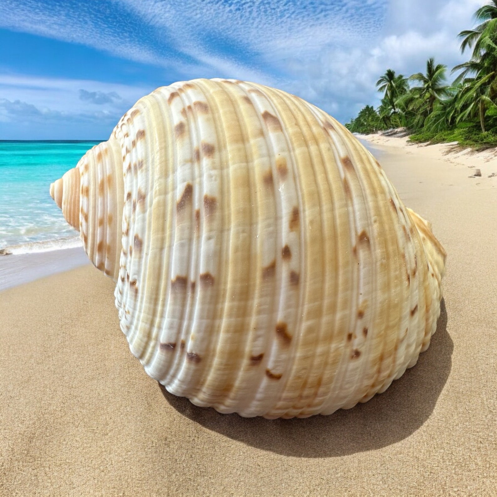 RARE LARGE CONCH Seashell Orange Brown Pattern Big Ocean Sea Shell ...