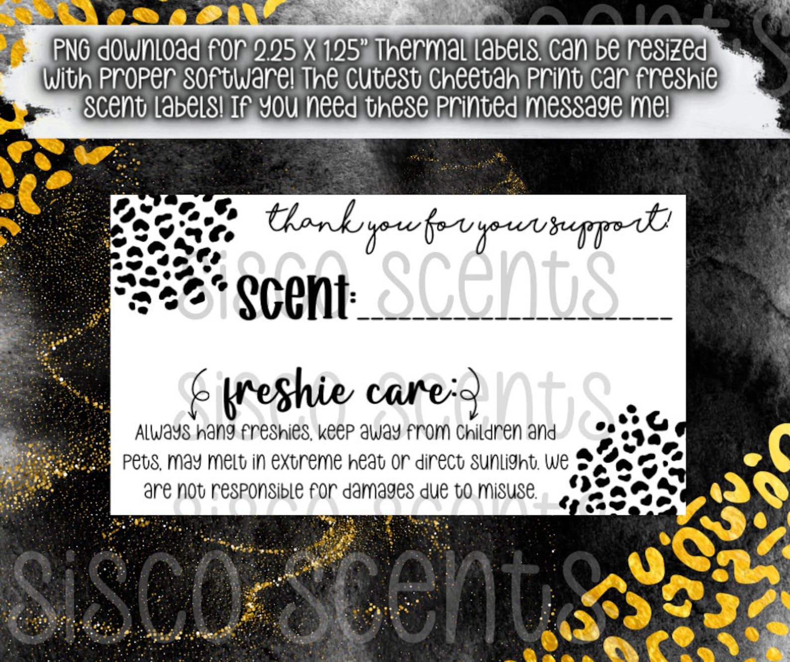 Car Freshie Cheetah Labels PNG DOWNLOAD , Car Freshie Warning Labels ...