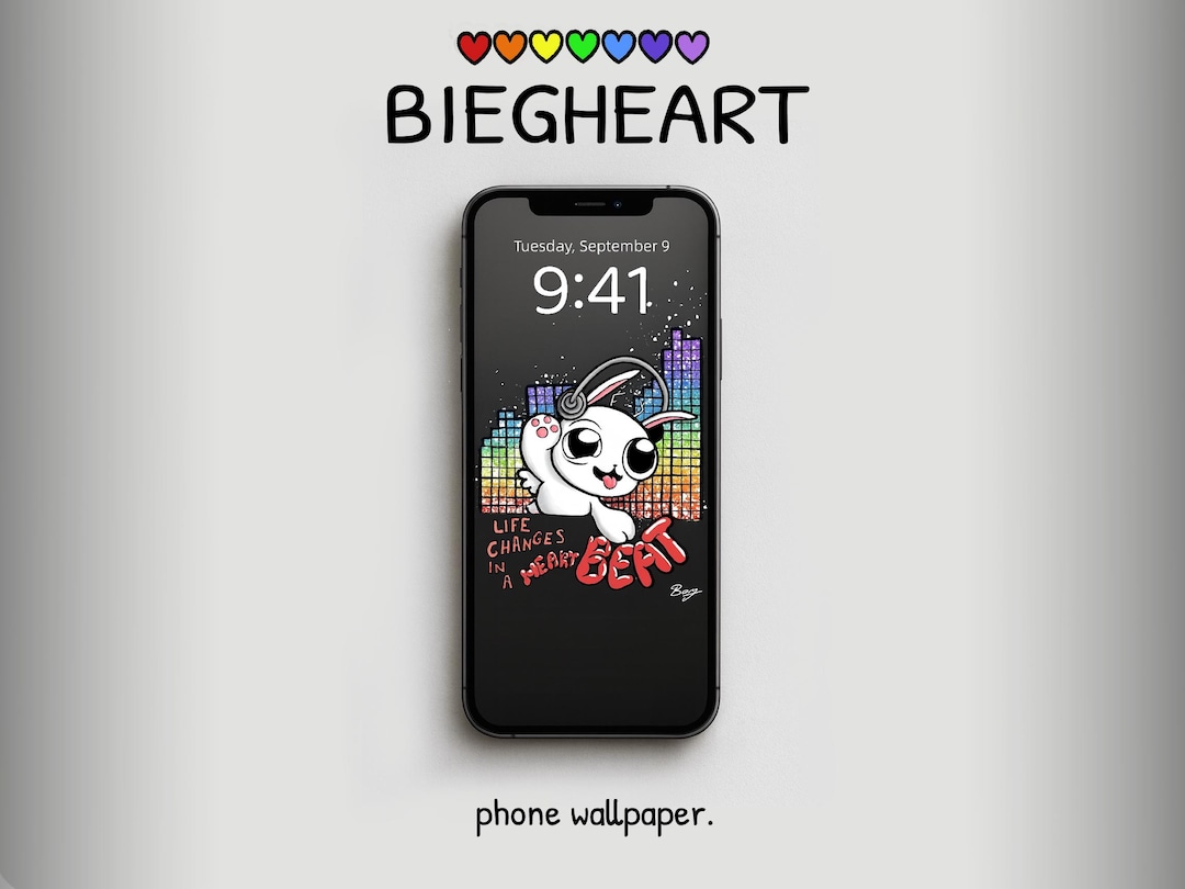 ILY Bunny Phone Wallpaper: Rainbow Pop Art (digital Download) - Etsy