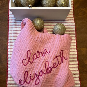 Hand Embroidered Personalized Muslin Swaddle - Etsy