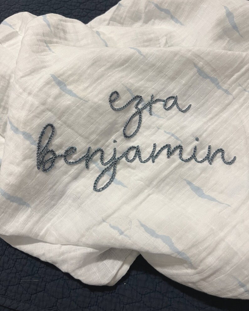 Hand Embroidered Personalized Muslin Swaddle - Etsy