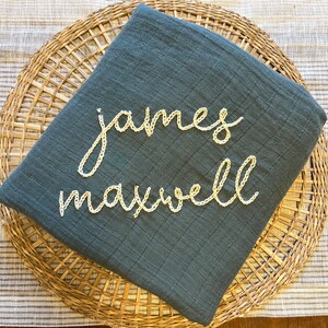 Hand Embroidered Personalized Muslin Swaddle - Etsy