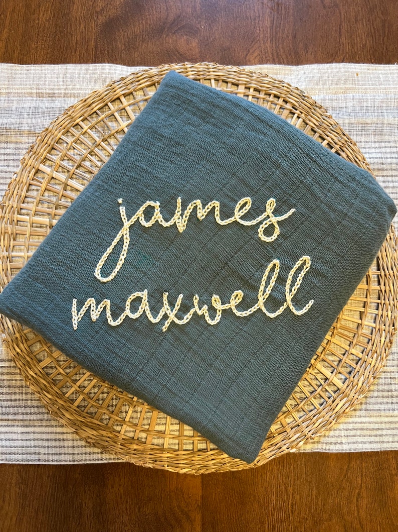 Hand Embroidered Personalized Muslin Swaddle - Etsy