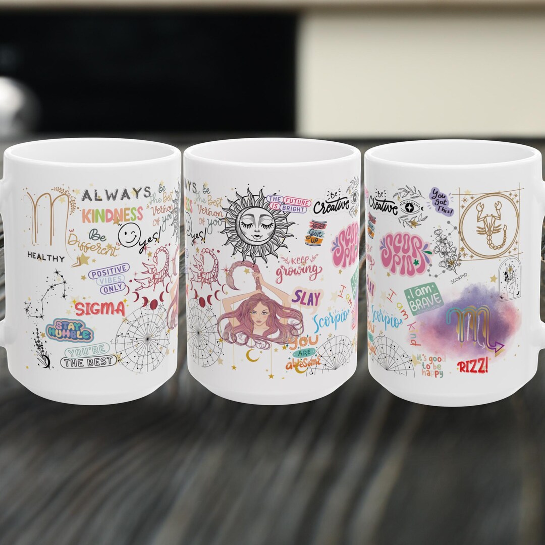 Scorpio Ceramic Mug, Zodiac Coffee Cup, Horoscope Tea Mug, Astrology ...