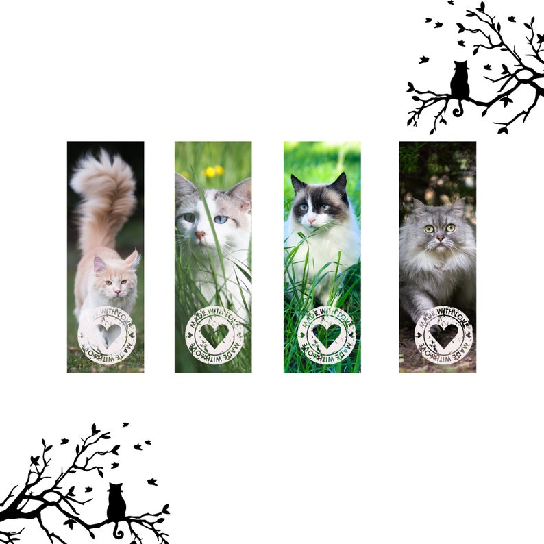 Set of 8 Cat Bookmarks, Digital Bookmarks to Dowload - Etsy