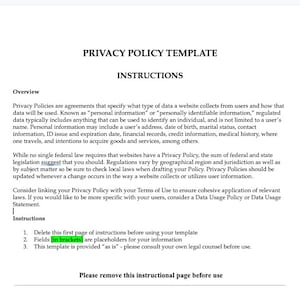 Privacy Policy Template for Basic Website With User-generated Content ...