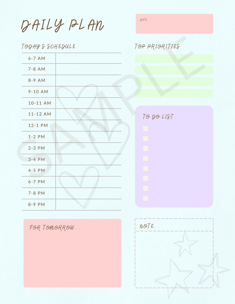 Daily Planner Printable - Etsy