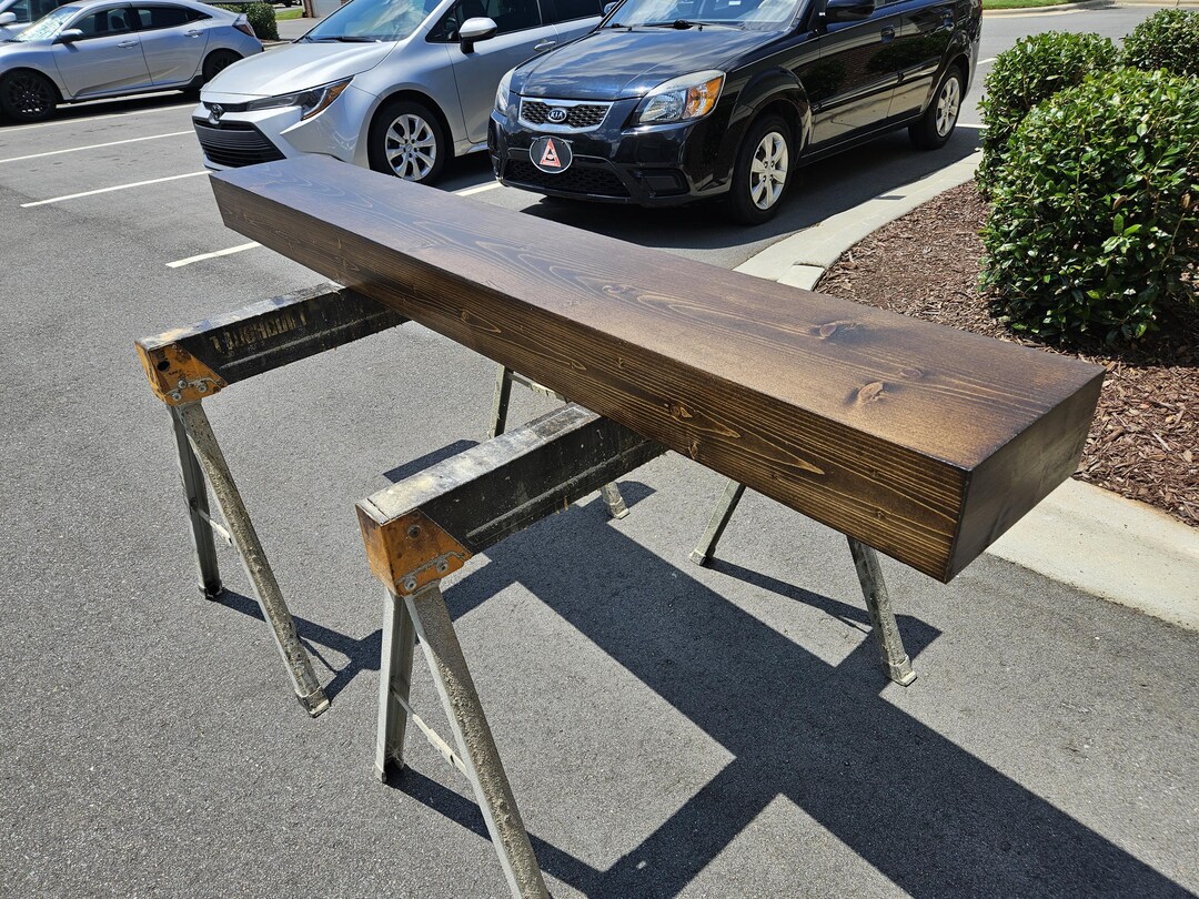 Custom Modern and Distressed Box Beam Wood Mantel Shelf. Mitered Edges ...