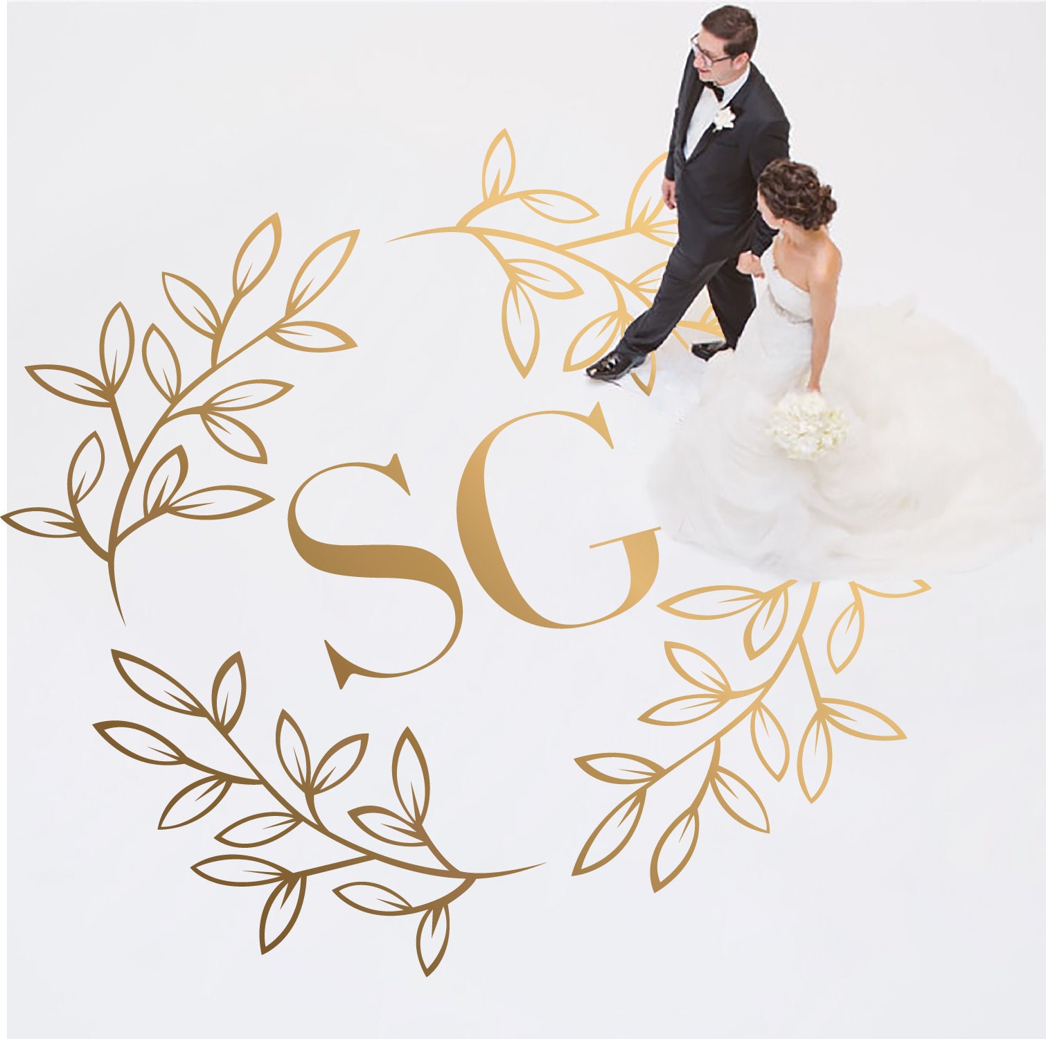 Dance Floor Decal, Monogram Floor Decal, Vinyl Floor Decals, Wedding ...