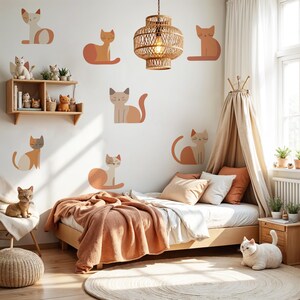 Bohemian Cat Wall Art Set | 8 Cute & Cozy Kitty Decals, 12" Boho ...