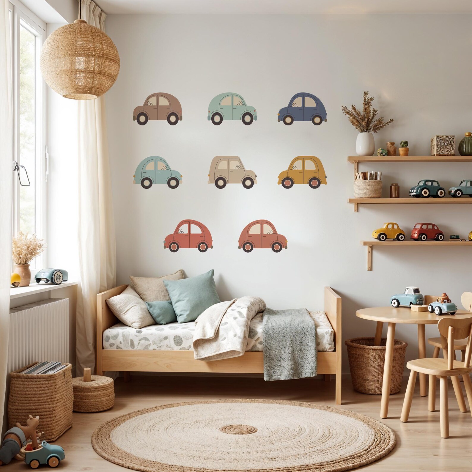 Boho Retro Cars Wall Decals | Set of 8 Colorful Vintage Car Stickers ...