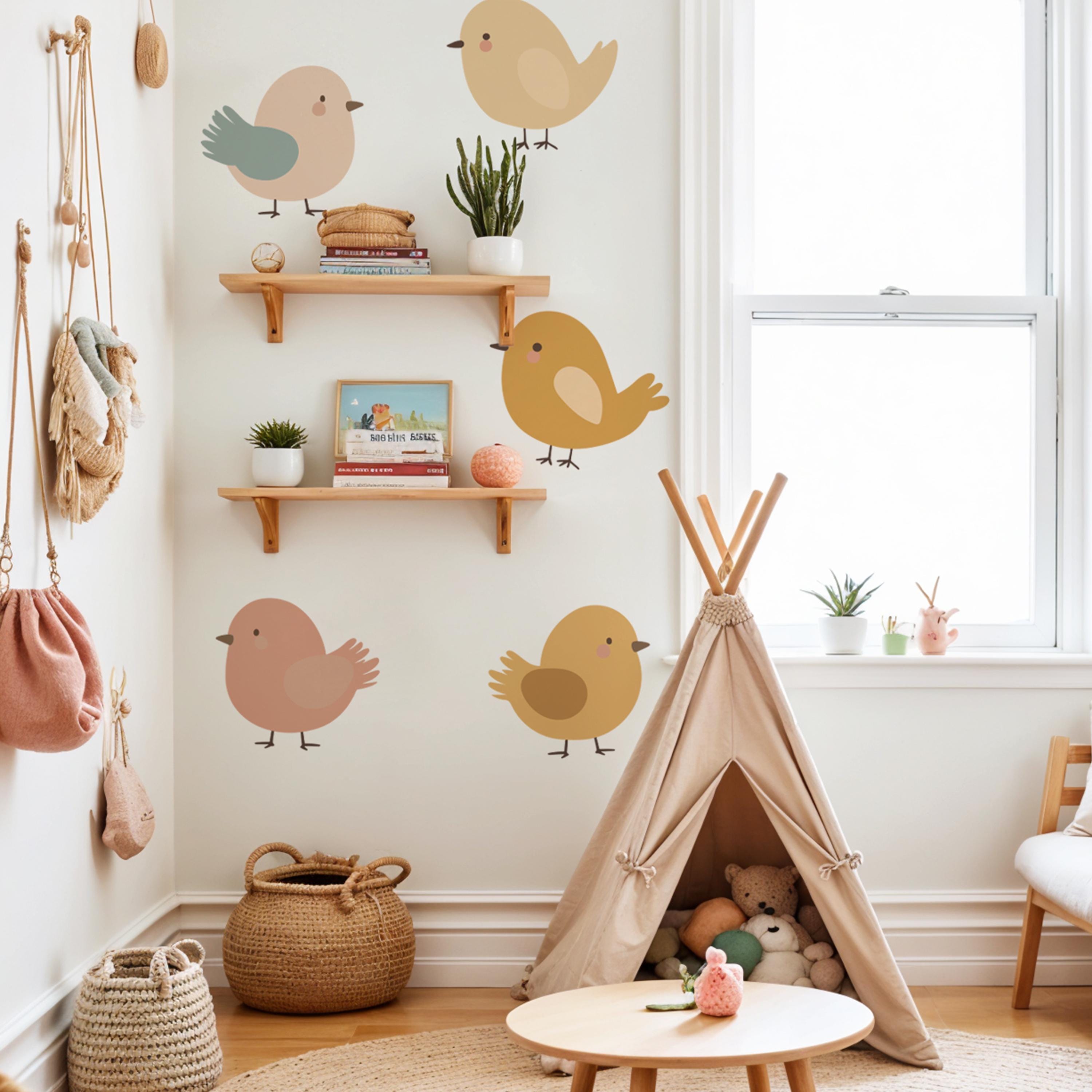 Boho Birds Wall Decals | Set of 8 Cute Pastel Bird Stickers, 12"x13 ...
