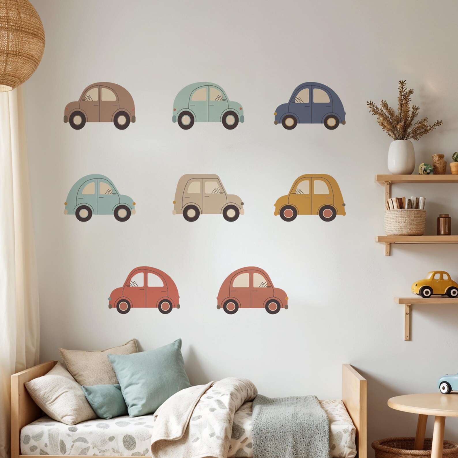 Boho Retro Cars Wall Decals | Set of 8 Colorful Vintage Car Stickers ...