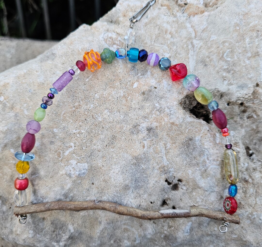 Hummingbird Canary/ Finch/ Bird Swing Colorful Glass Beads & Natural ...