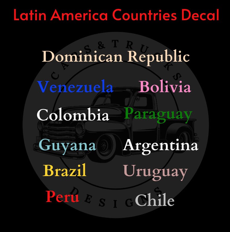 Latin America Countries Decal Stickers, Latin America Vinyl Decal Names ...