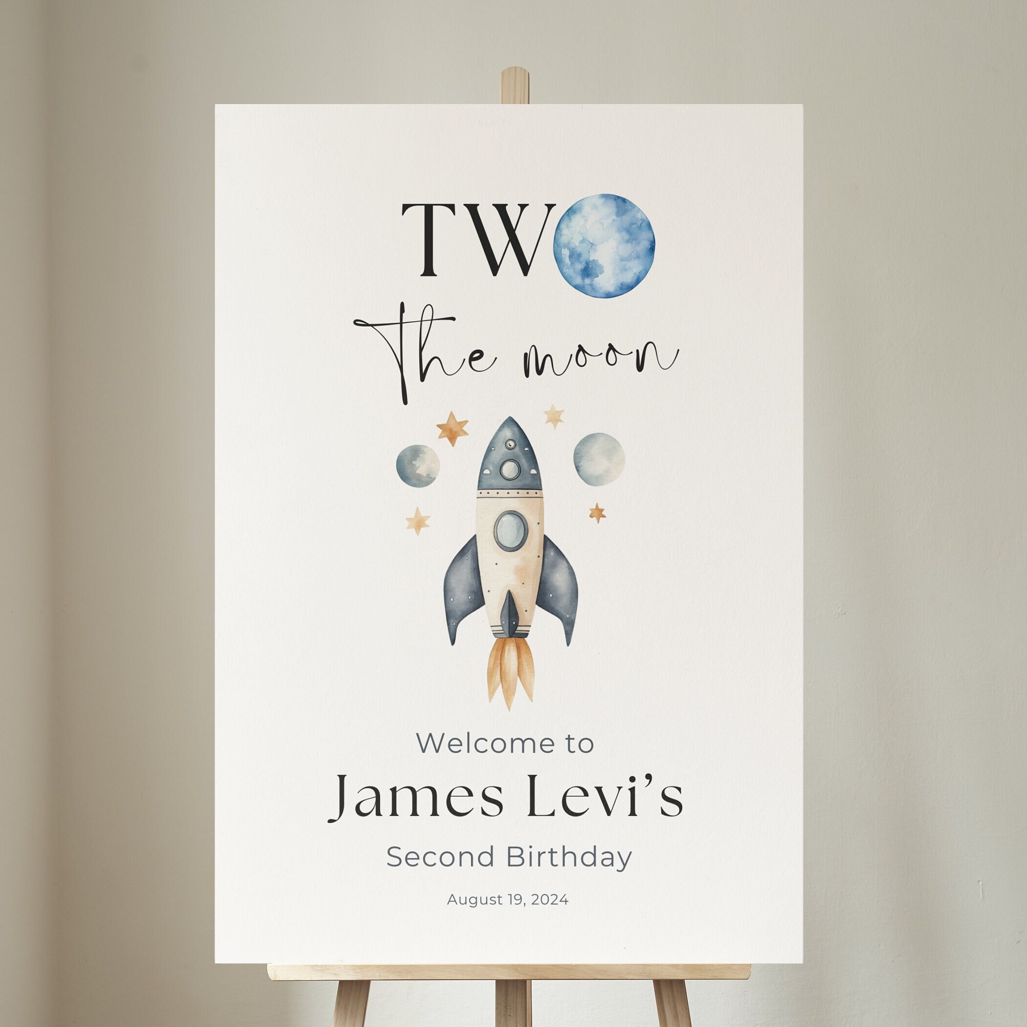 Editable Outer Space 2nd Birthday Welcome Sign, Digital Download, DIY ...