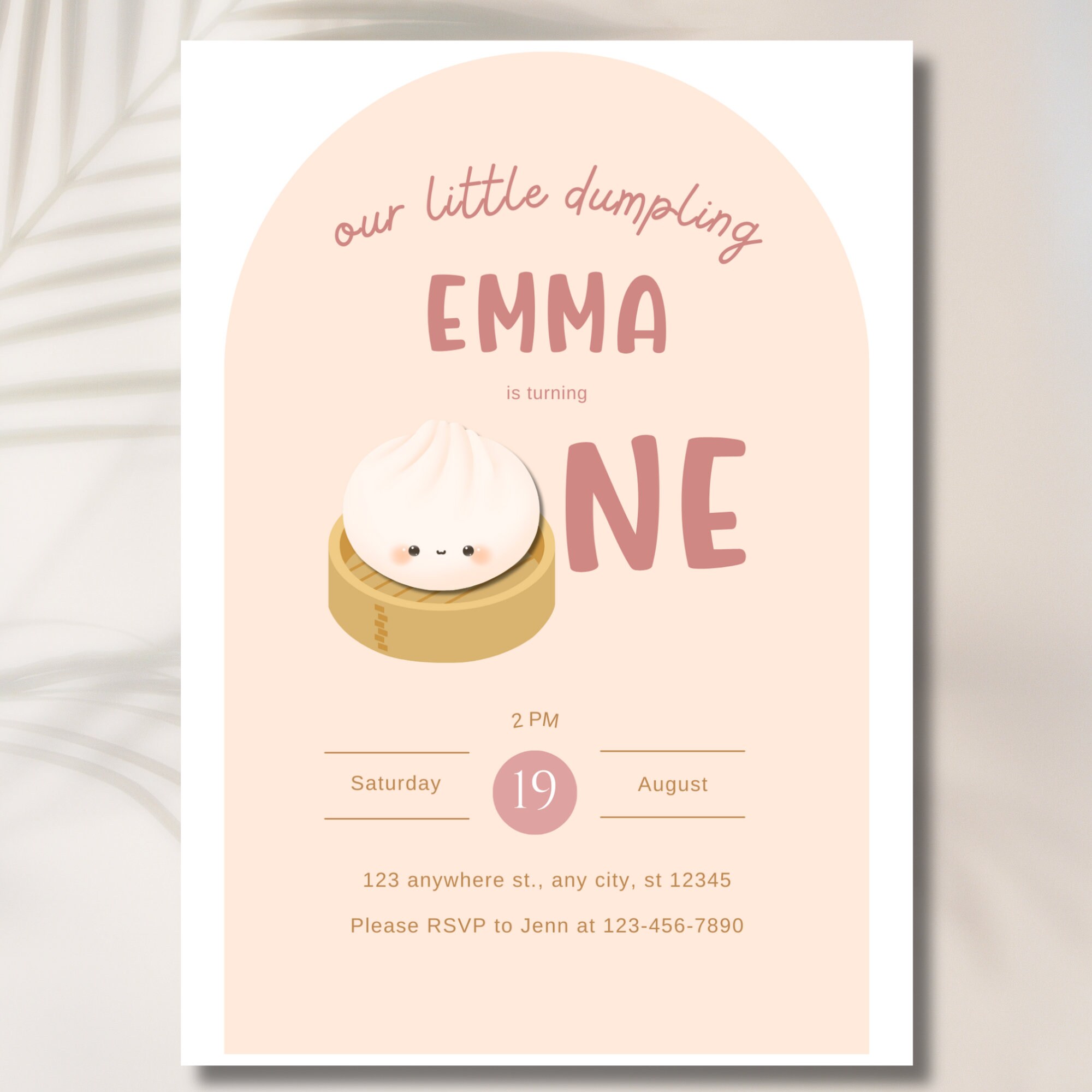 Editable Dumpling First Birthday Invitation, Cute Dim Sum Theme ...