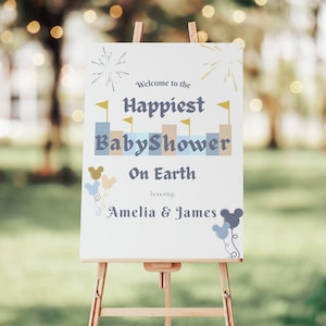 Disneyland Themed Baby Shower Welcome Sign - Editable Canva Template ...
