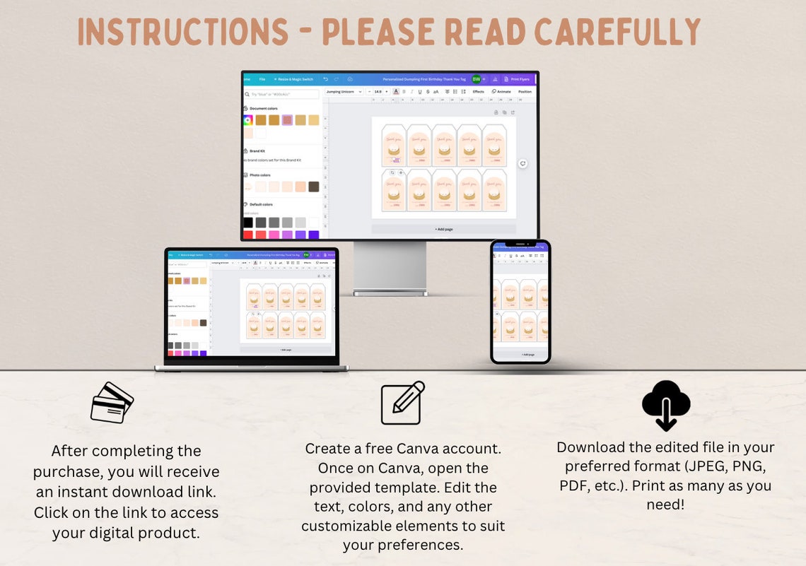 Dumpling Theme Party Favor Tag, Thank You Tag, Personalize Party Favors ...