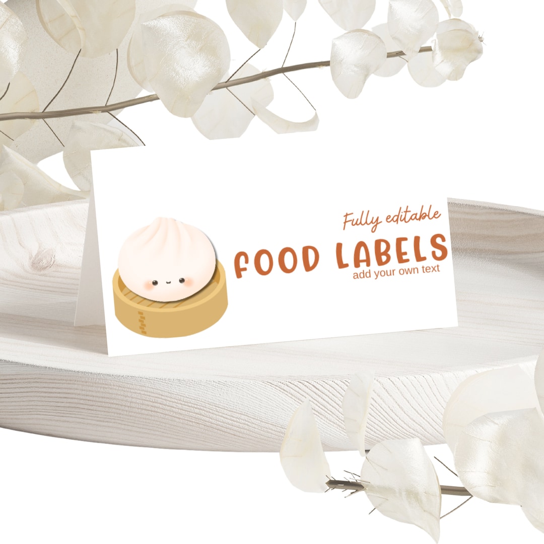 Dumpling Party Food Labels, Food Tents, Baby Shower, First Birthday ...