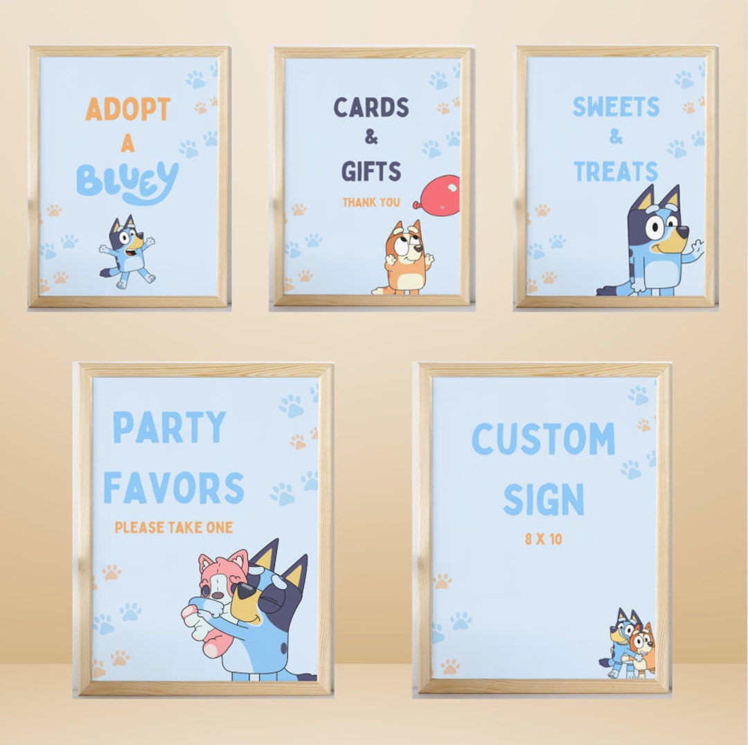 Editable Bluey Birthday Signs Bundle, Bluey Bingo Birthday Theme, Adopt ...