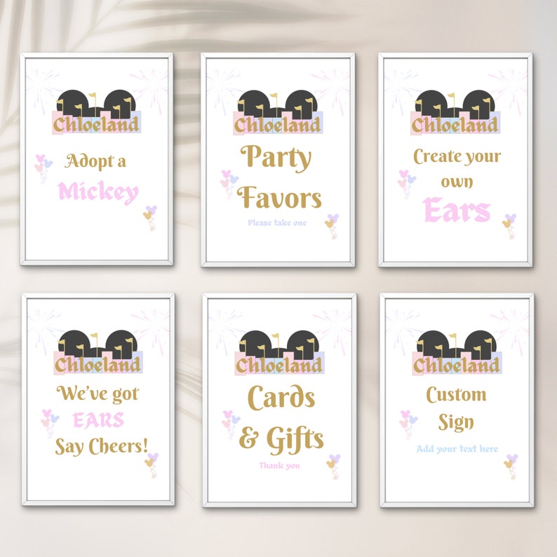 Disneyland Themed Birthday Signs Bundle - Editable Digital Download ...