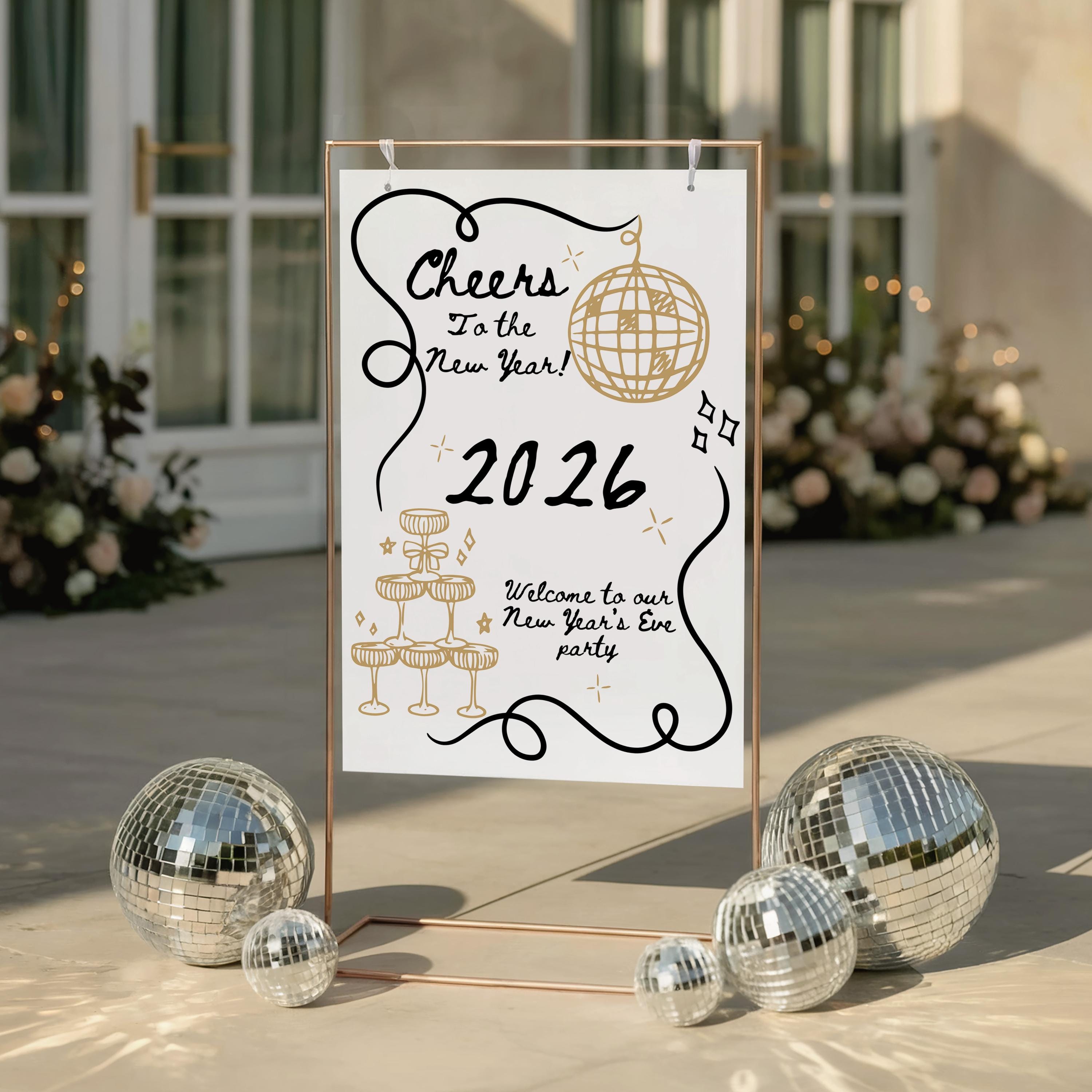 New Year’s Eve Welcome Sign – Editable Canva Template | Whimsical Hand ...