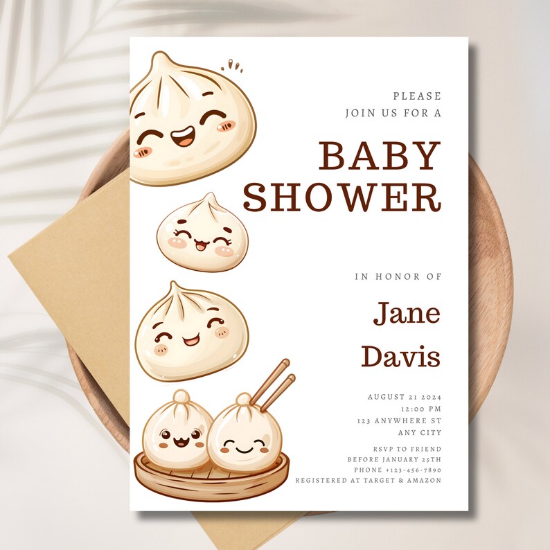 Dumpling Baby Shower Invitation Digital Download Cute and Customizable ...
