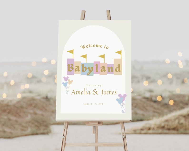 Welcome to Babyland, Disneyland Themed Baby Shower Welcome Sign ...