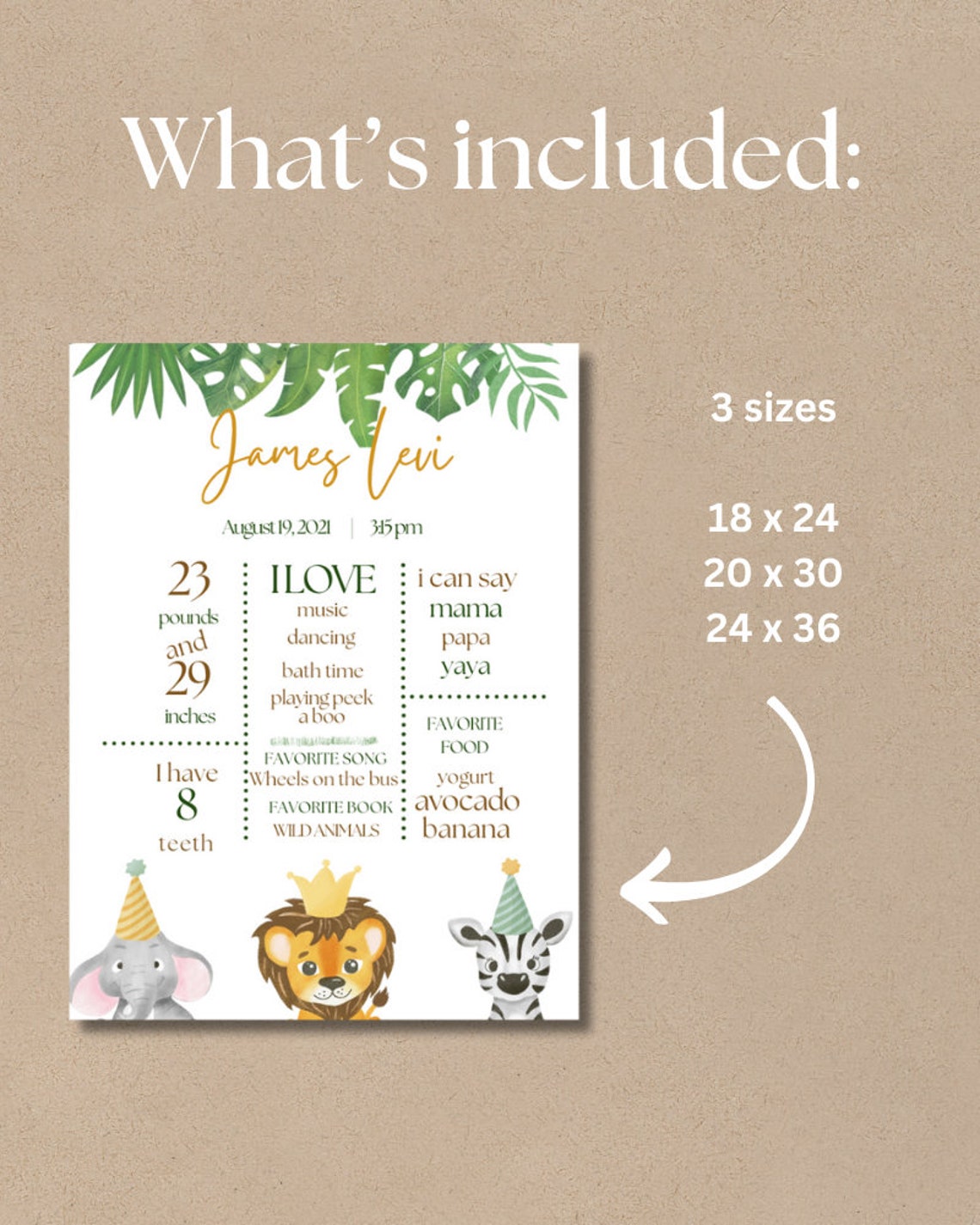 Wild One Birthday Milestone Poster, Safari Jungle Theme - Etsy