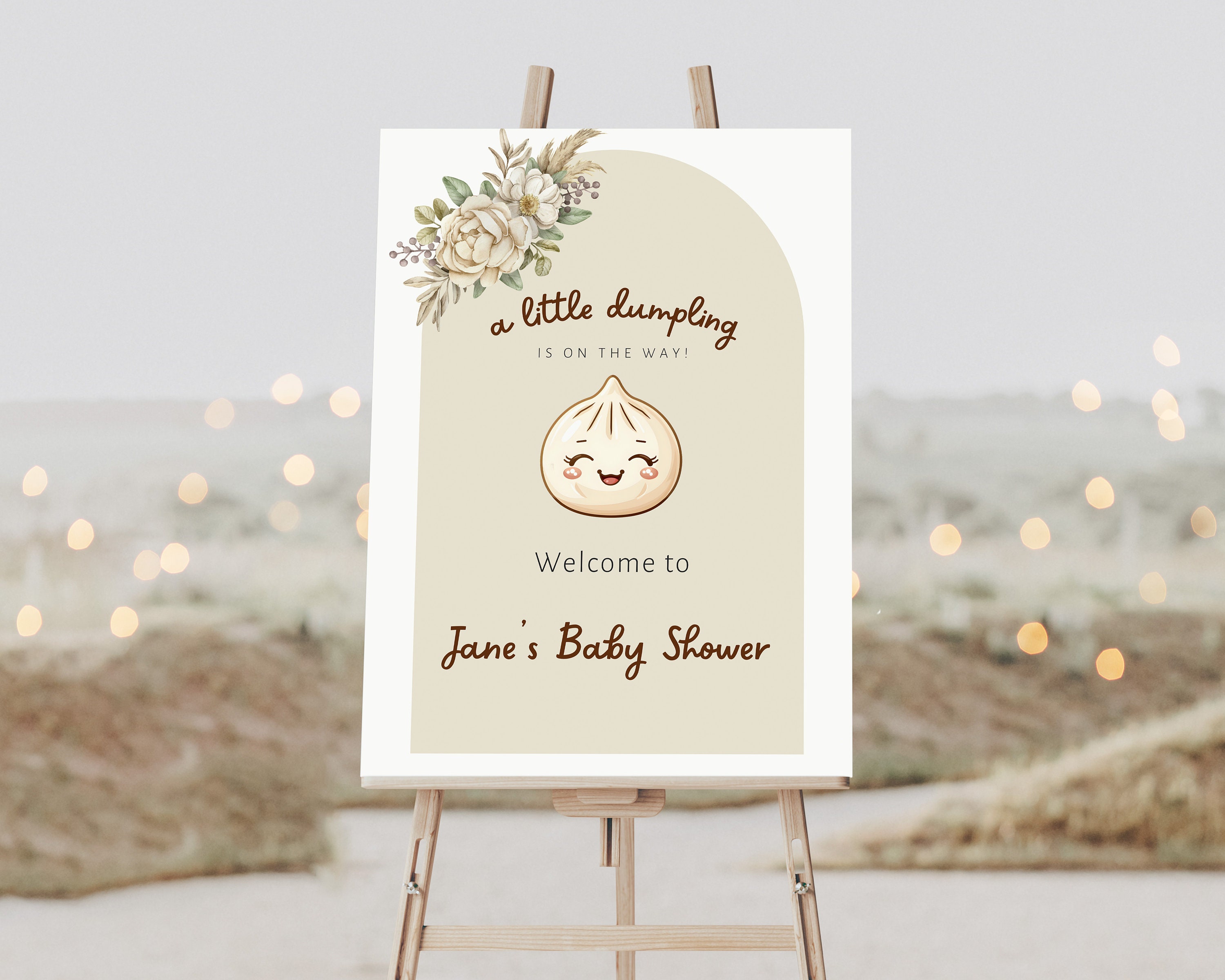 Boho Dumpling Themed Baby Shower Welcome Sign Editable Canva Template ...