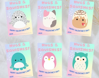 Squishmallow Valentine Printable Instant Download Kids Valentine Cards ...