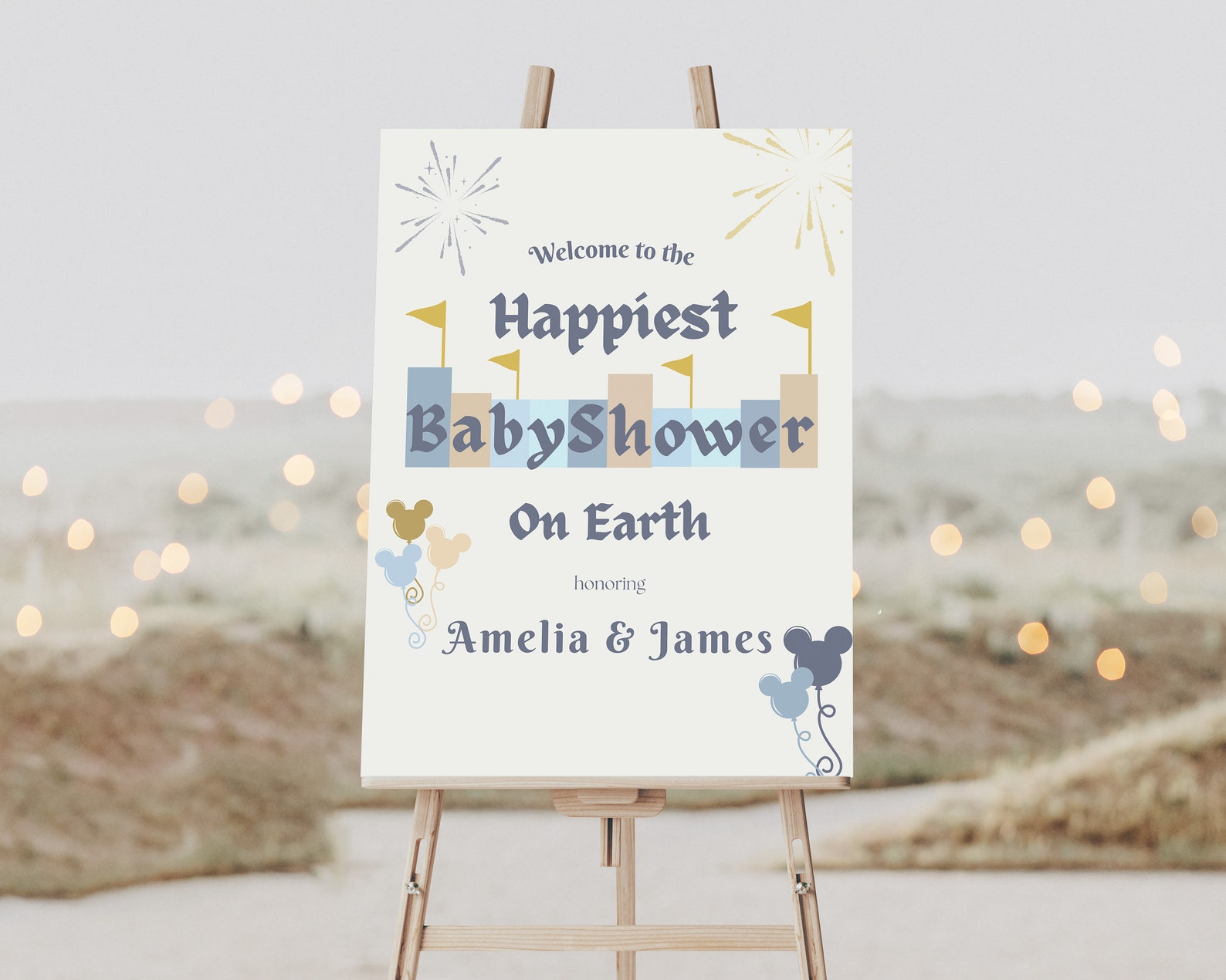 Disneyland Themed Baby Shower Welcome Sign - Editable Canva Template ...