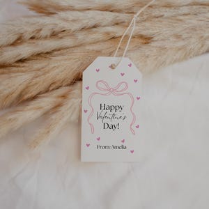 Editable Valentine's Day Tags, Hand-drawn Bow & Hearts, Gift Tags ...