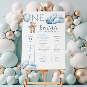 Bear-themed First Birthday Party Bundle | Editable on Canva | Digital ...