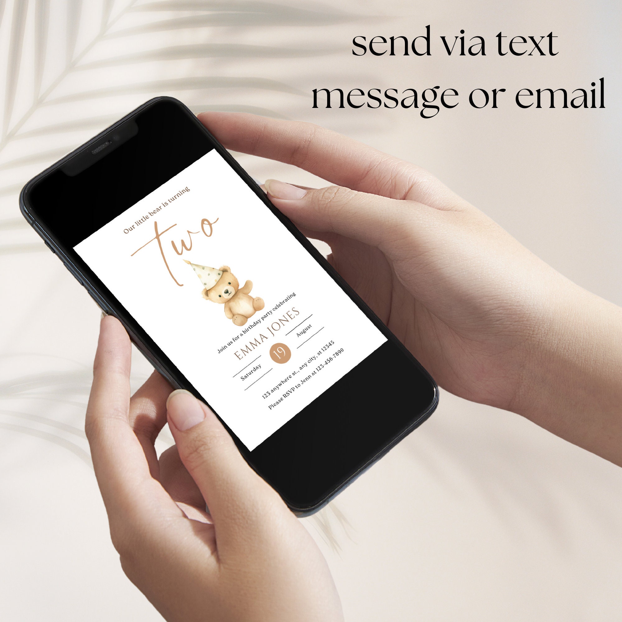 Customizable Brown Bear Second Birthday Invitation, Woodland Rustic ...