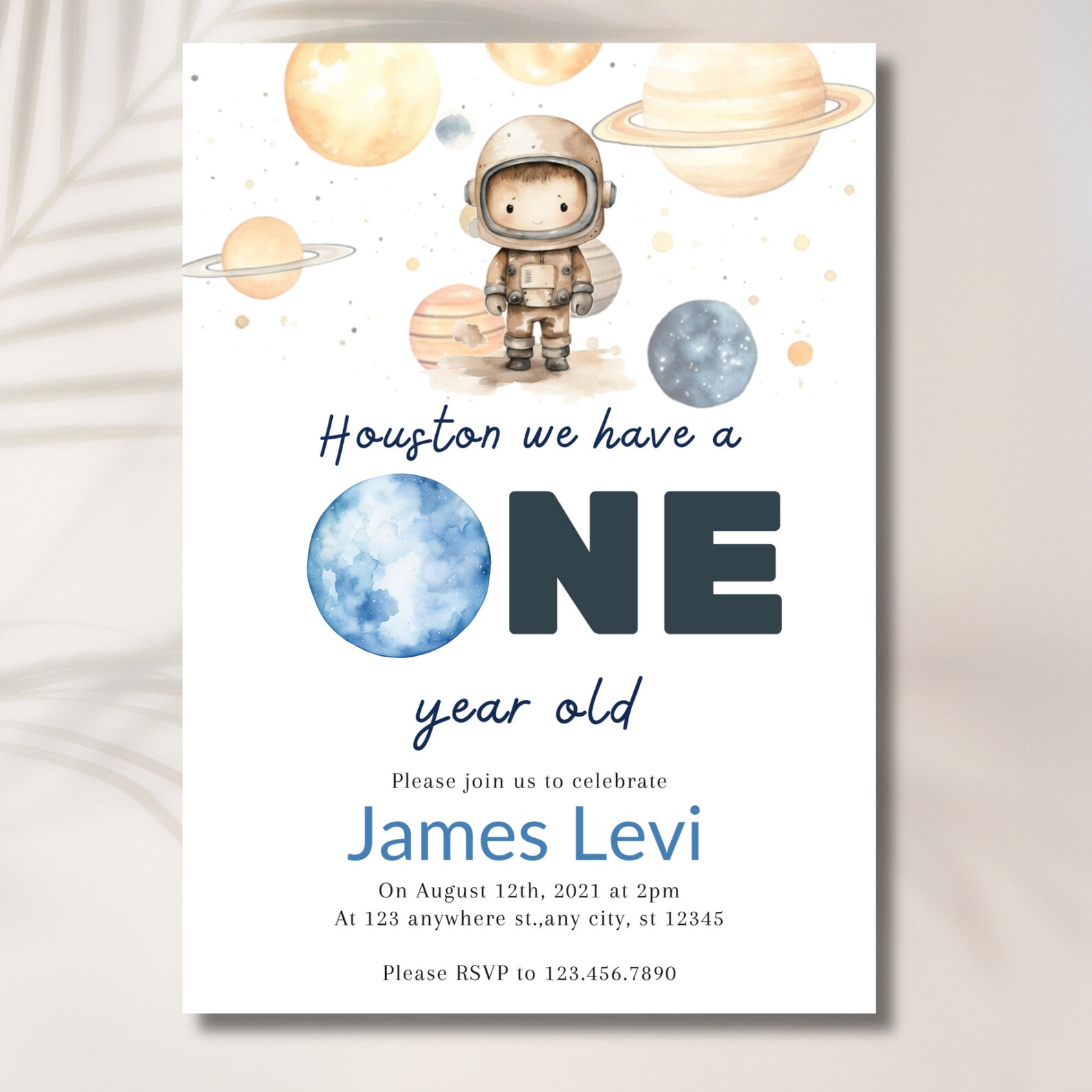 Editable Space Themed First Birthday Invitation, Digital Download ...