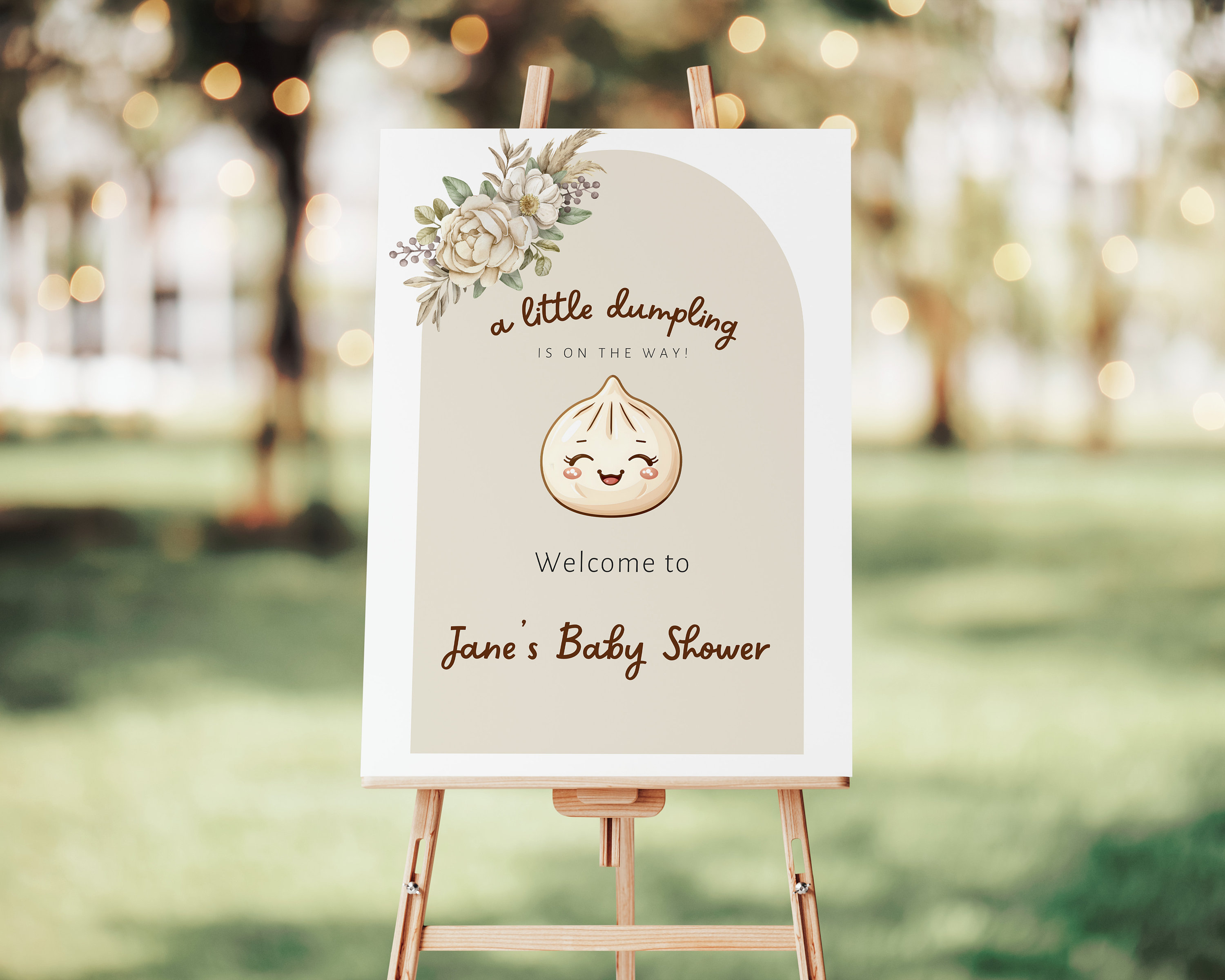 Boho Dumpling Themed Baby Shower Welcome Sign Editable Canva Template ...