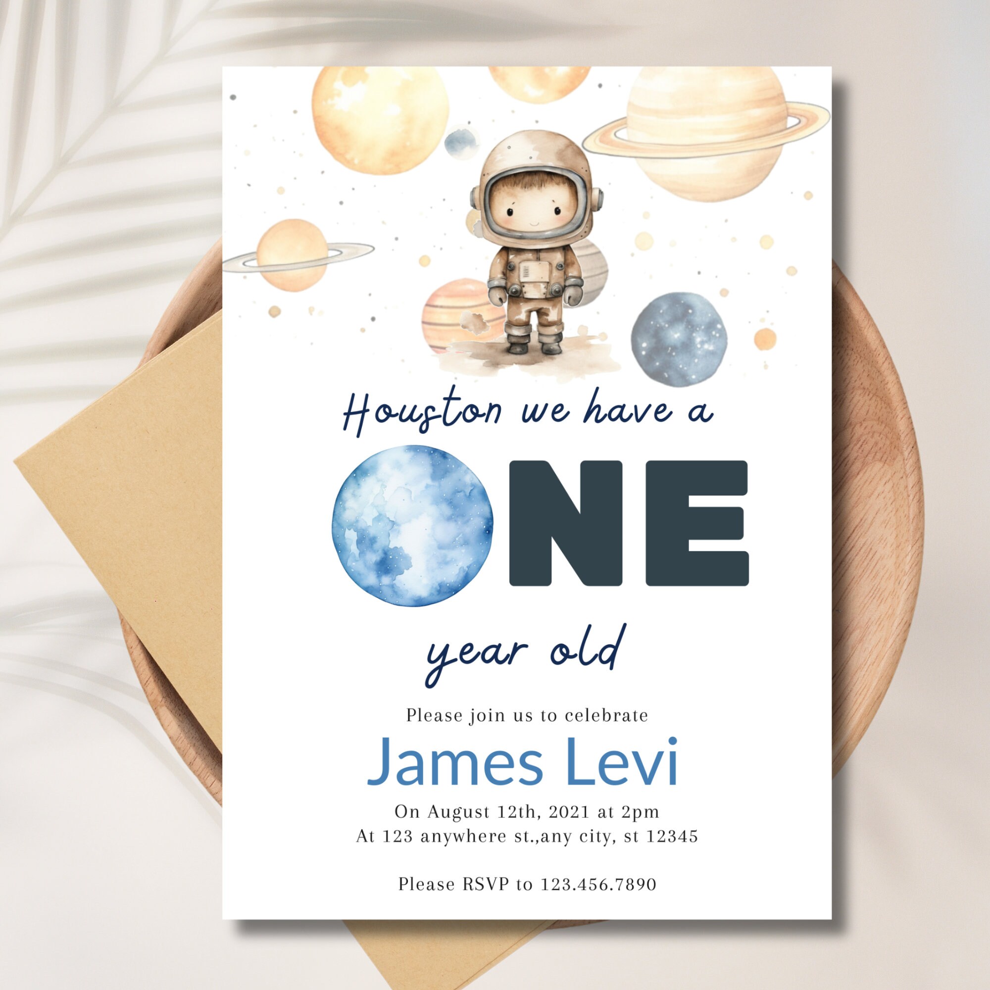Editable Space Themed First Birthday Invitation, Digital Download ...