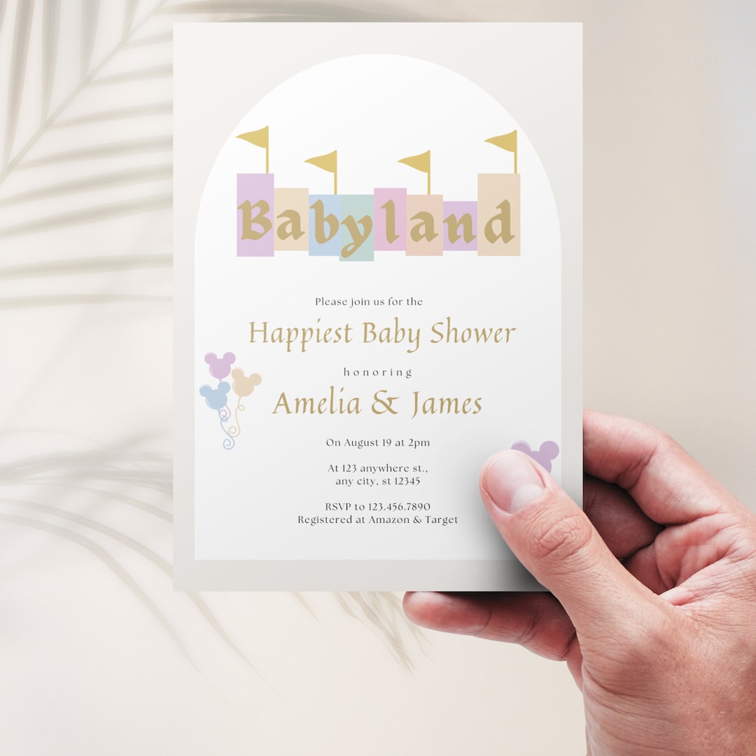 Babyland Baby Shower Invitation, Disneyland Themed Baby Shower ...