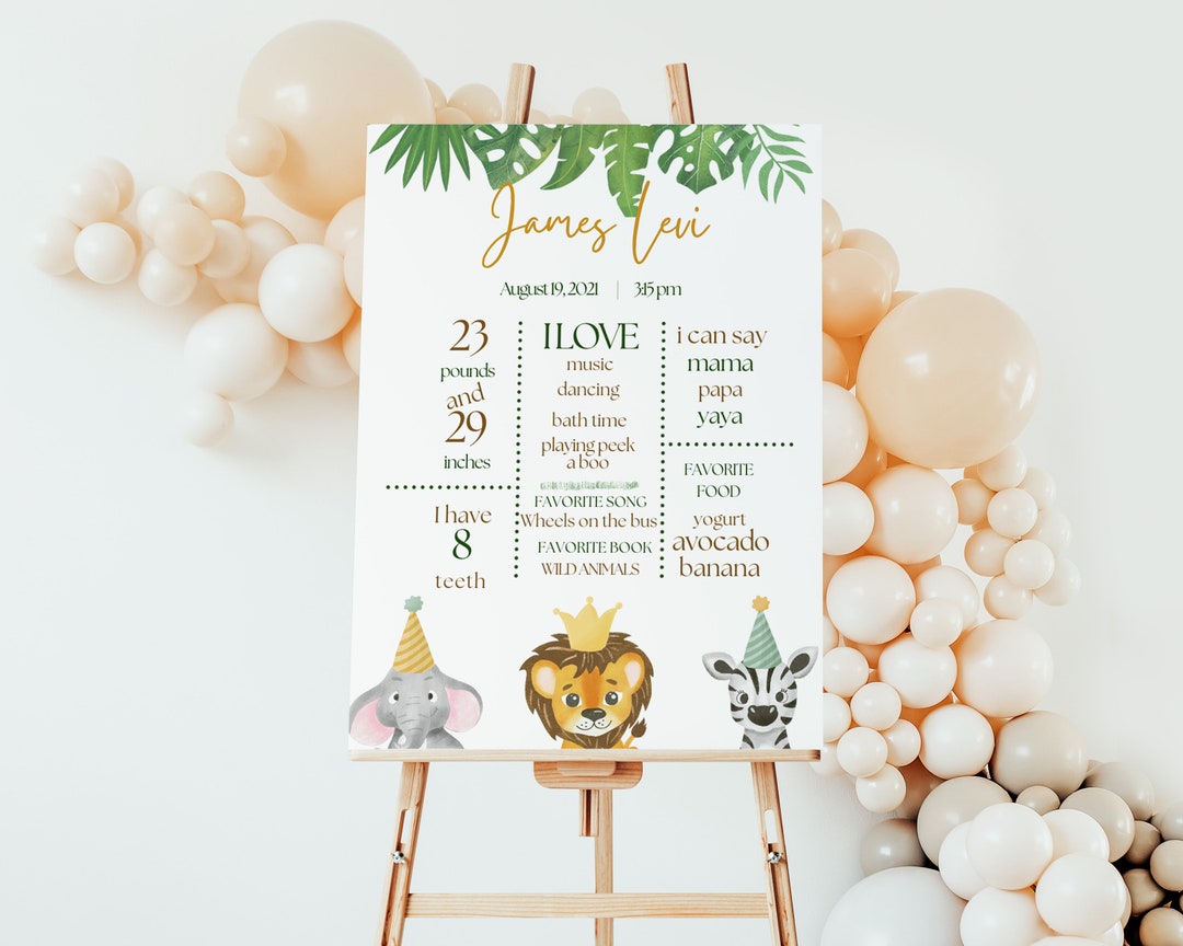 Wild One Birthday Milestone Poster, Safari Jungle Theme - Etsy