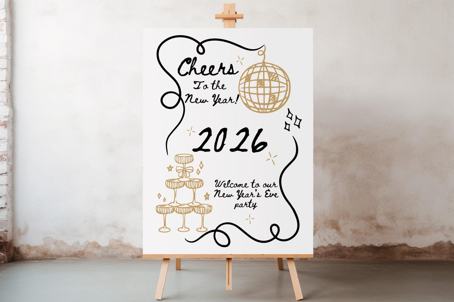 New Year’s Eve Welcome Sign – Editable Canva Template | Whimsical Hand ...