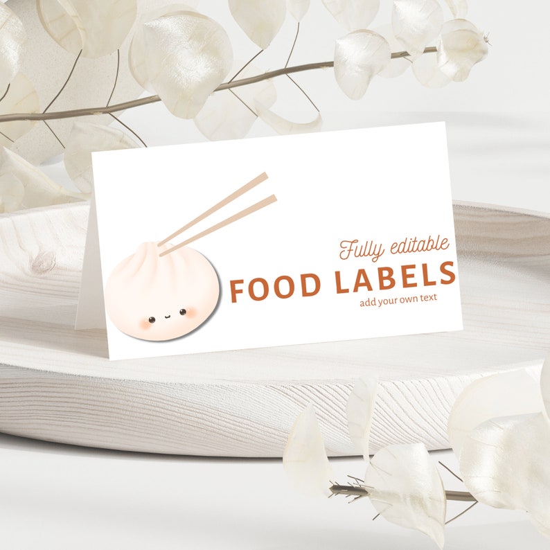 Dumpling Party Food Labels, Food Tents, Baby Shower, First Birthday ...