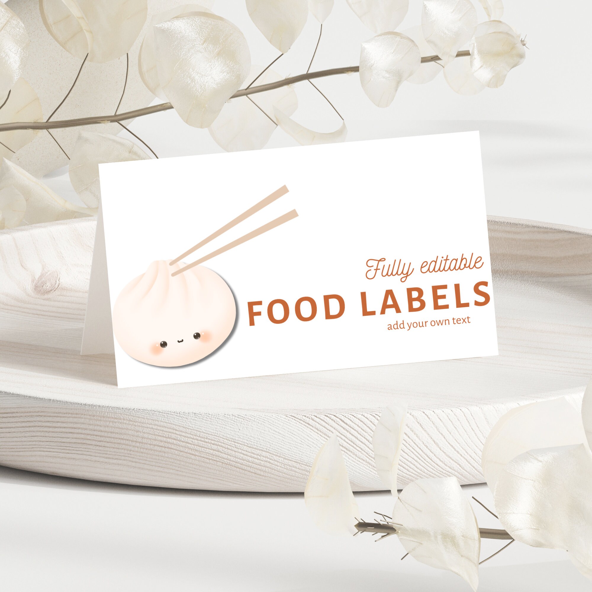 Dumpling Party Food Labels, Food Tents, Baby Shower, First Birthday ...