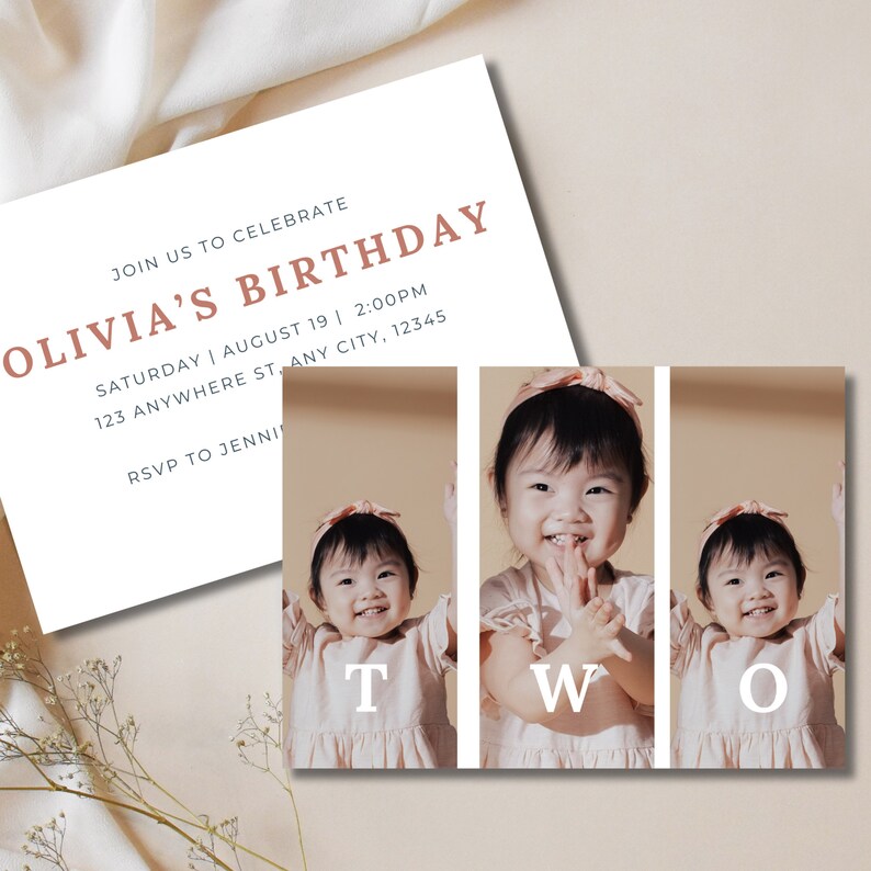Personalized 2nd Birthday Party Invitation Template, Printable 2nd ...