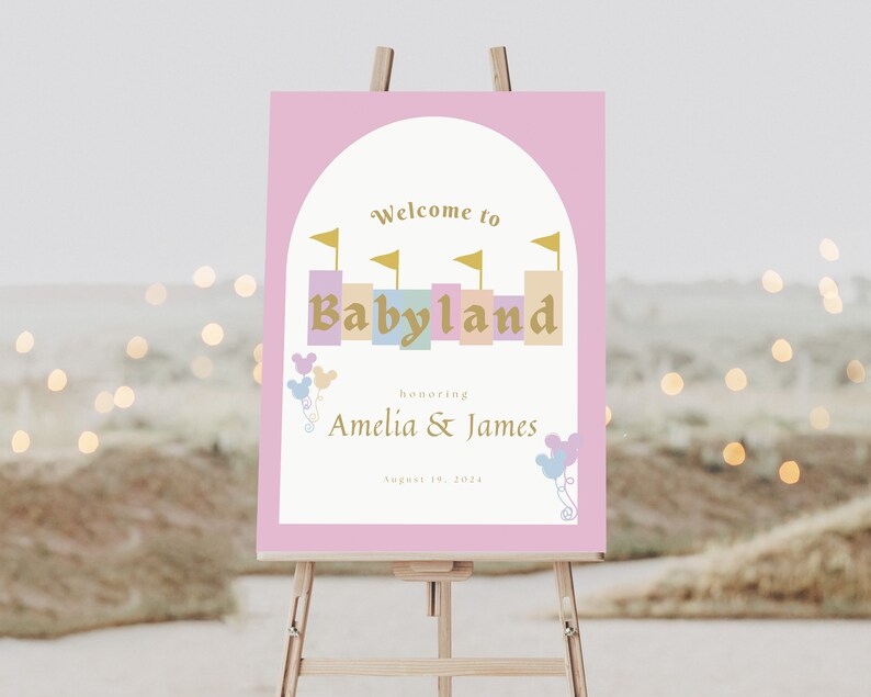 Welcome to Babyland, Disneyland Themed Baby Shower Welcome Sign ...