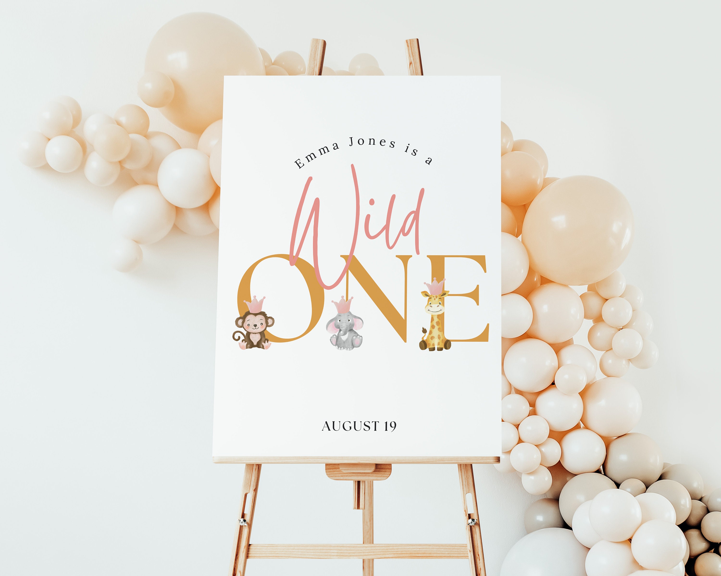 Wild One Pink Birthday Sign, Welcome Sign, Safari Theme Welcome Sign ...