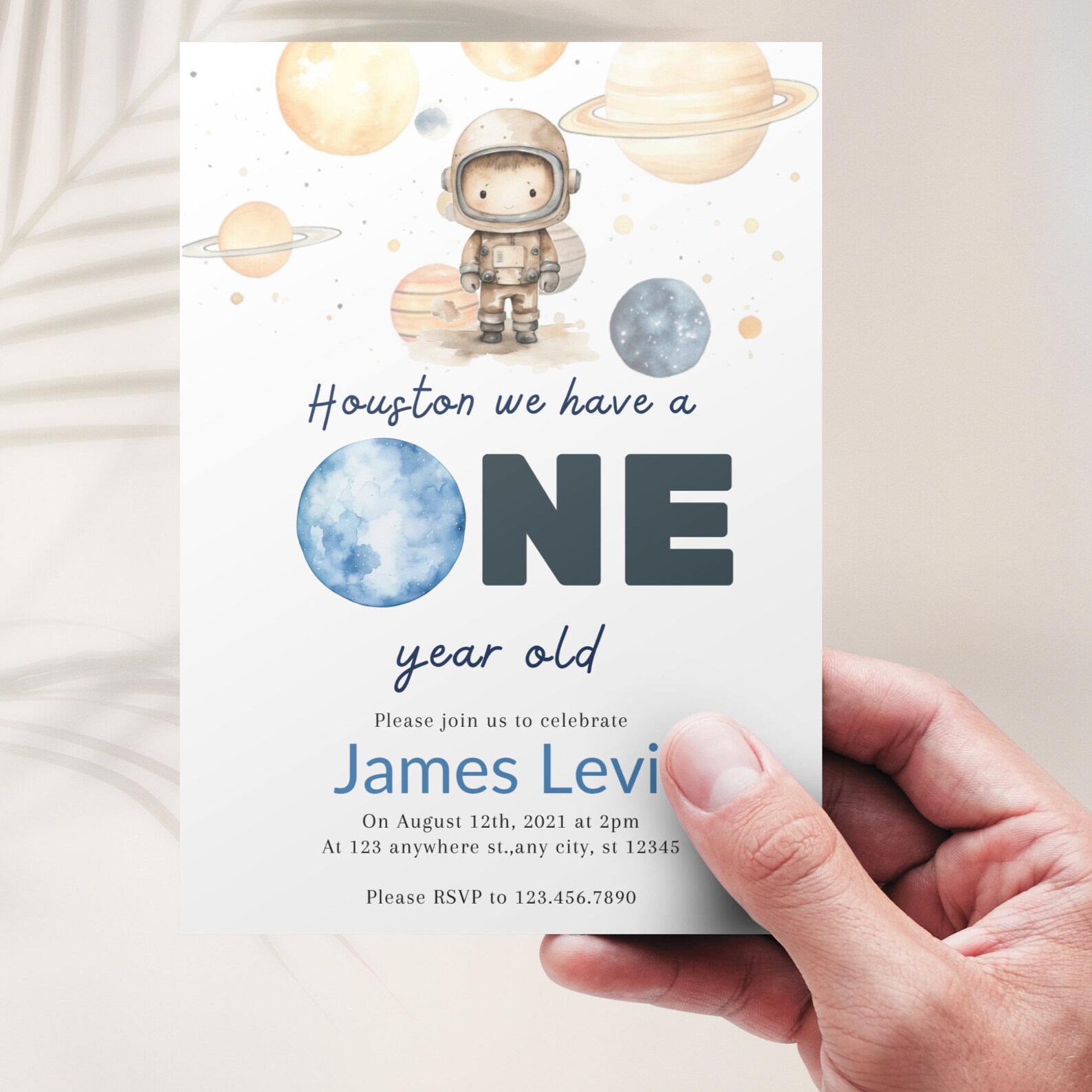 Editable Space Themed First Birthday Invitation, Digital Download ...